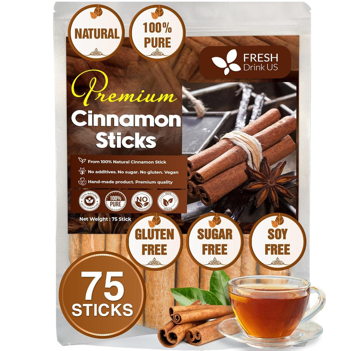 Cinnamon Sticks, 100% Natural & Pure Cinnamon Inner Bark, Raw Cinnamon ...